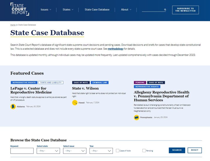 How to Use the State Case Database | State Court Report