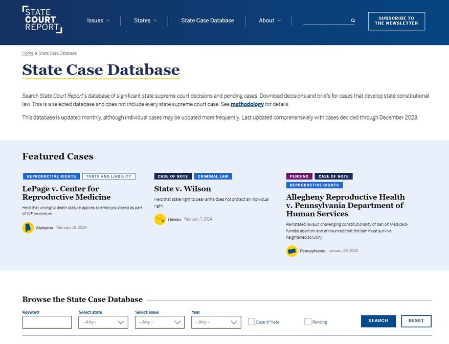 How to Use the State Case Database | State Court Report